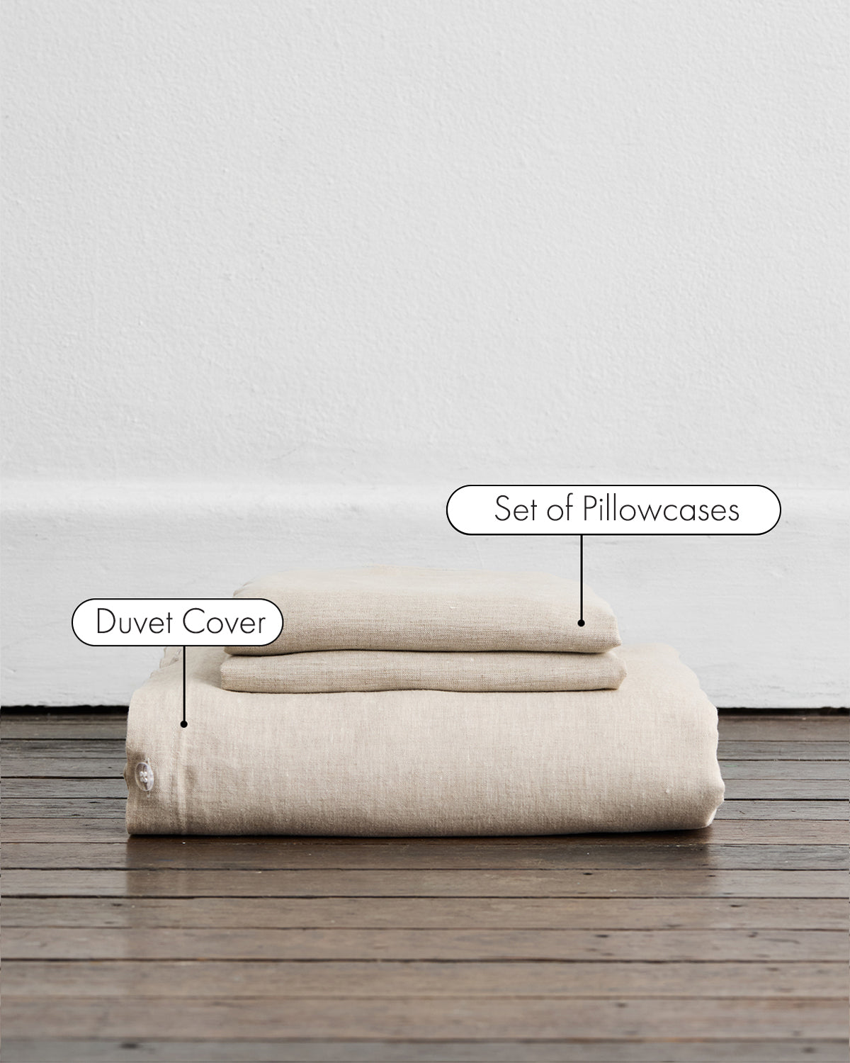 100% French Flax Linen Duvet Set - Oatmeal | Bed Threads