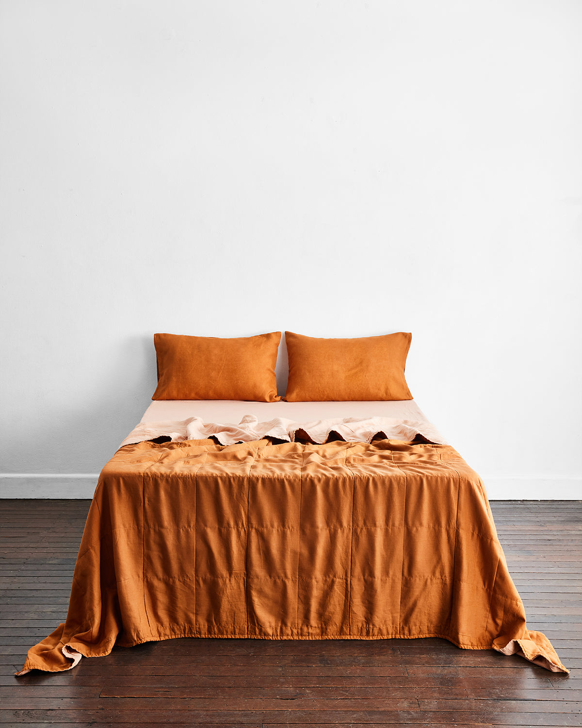 Terracotta & Rust 100% French Flax Linen Quilt Set – Bed Threads