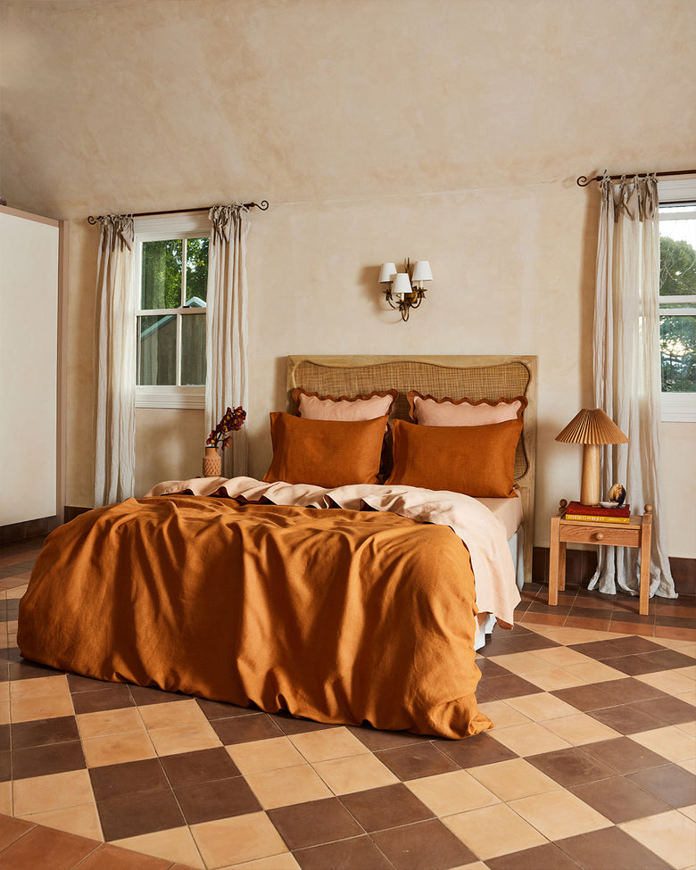 Rust 100% French Flax Linen Pillowcases (Set of Two) – Bed Threads