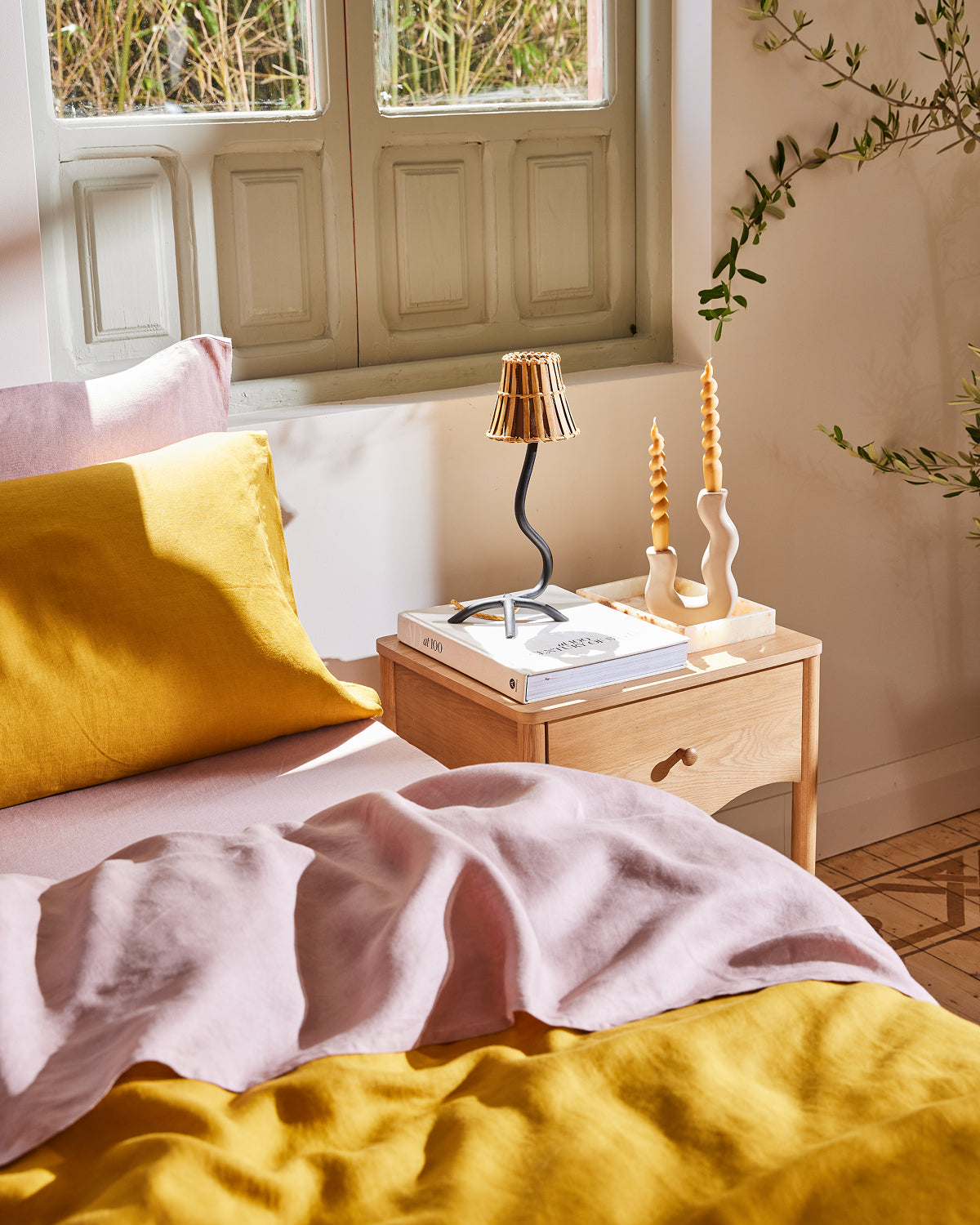 100% French Flax Linen Bedding Bundle - Turmeric & Lavender | Bed Threads