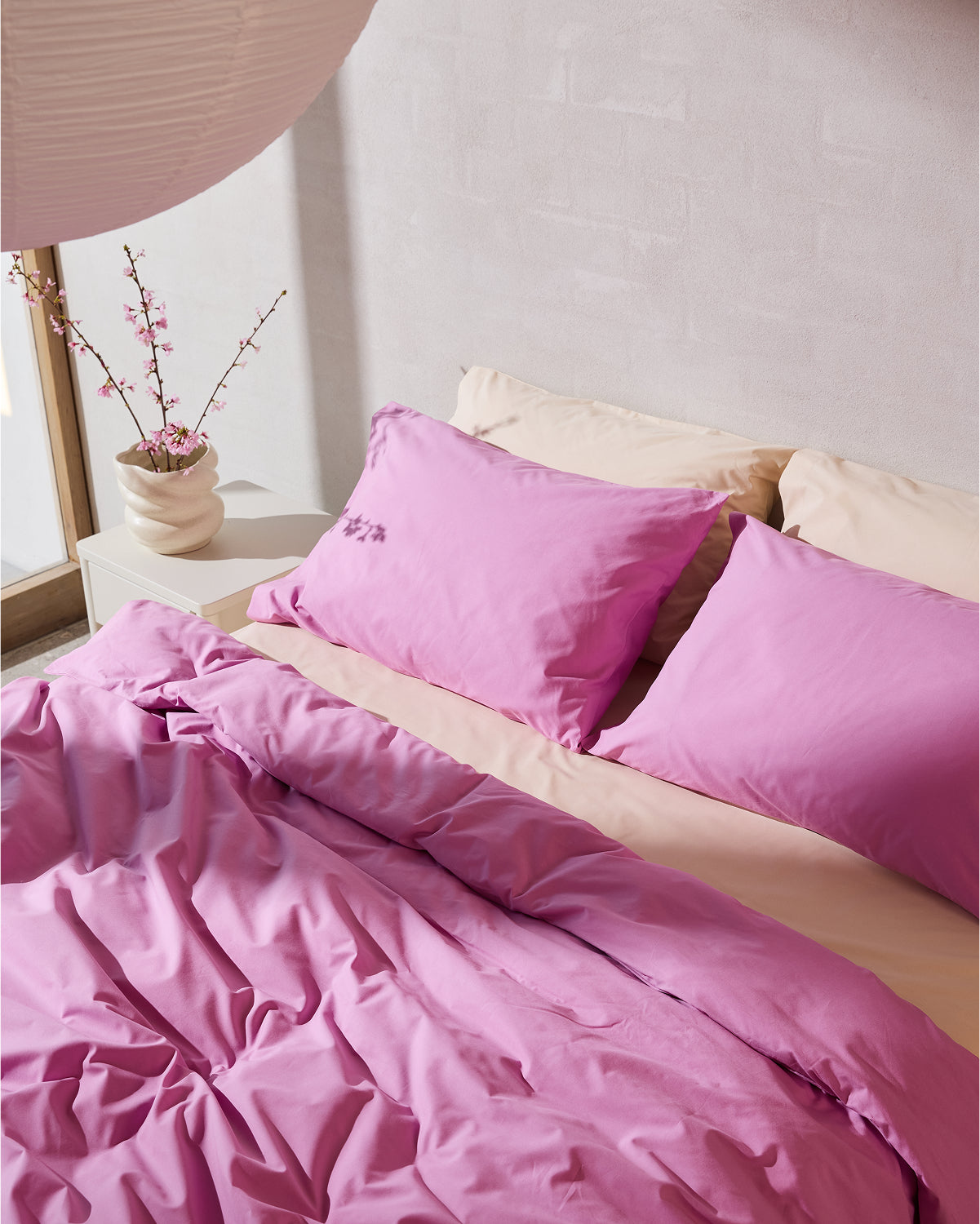 Organic Cotton Percale Bedding Bundle – Bubblegum & Vanilla | Bed Threads