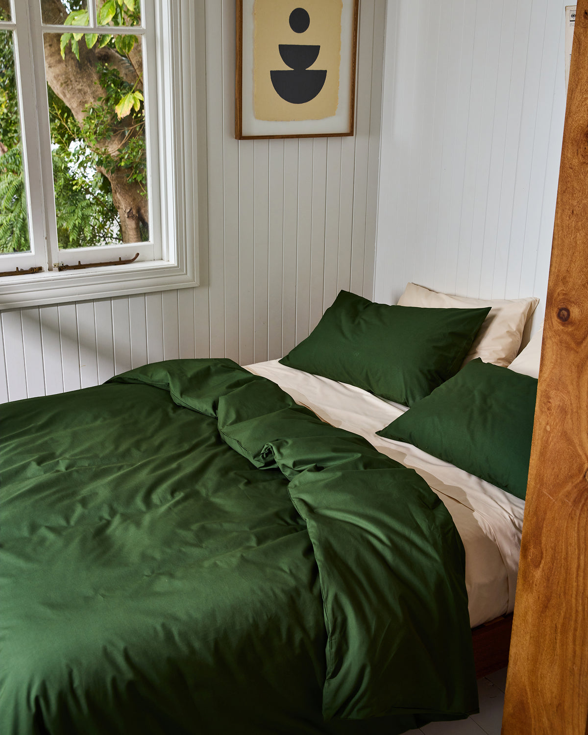 Organic Cotton Percale Bedding Bundle – Moss & Vanilla | Bed Threads