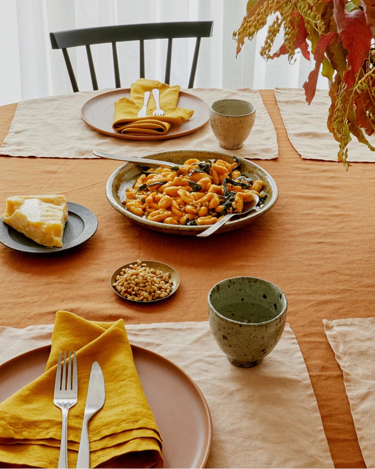 100% French Flax Linen Placemats – Terracotta | Bed Threads