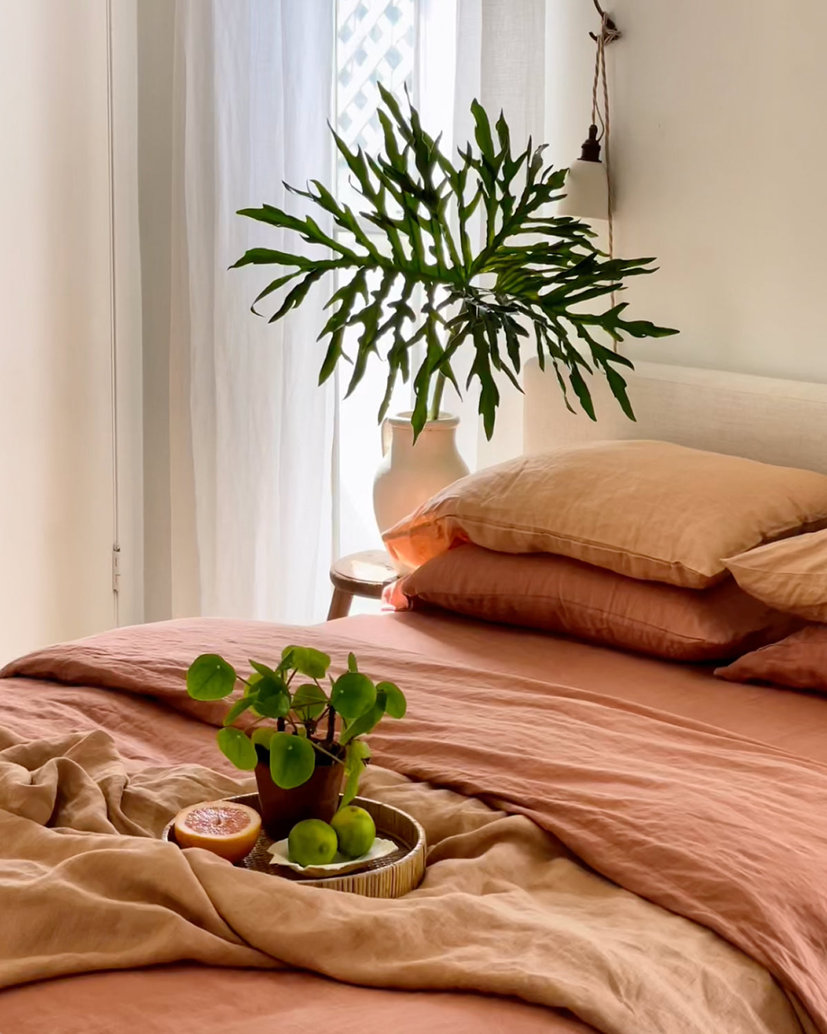 Hazelnut & Terracotta 100% French Flax Linen Bedding Bundle – Bed Threads