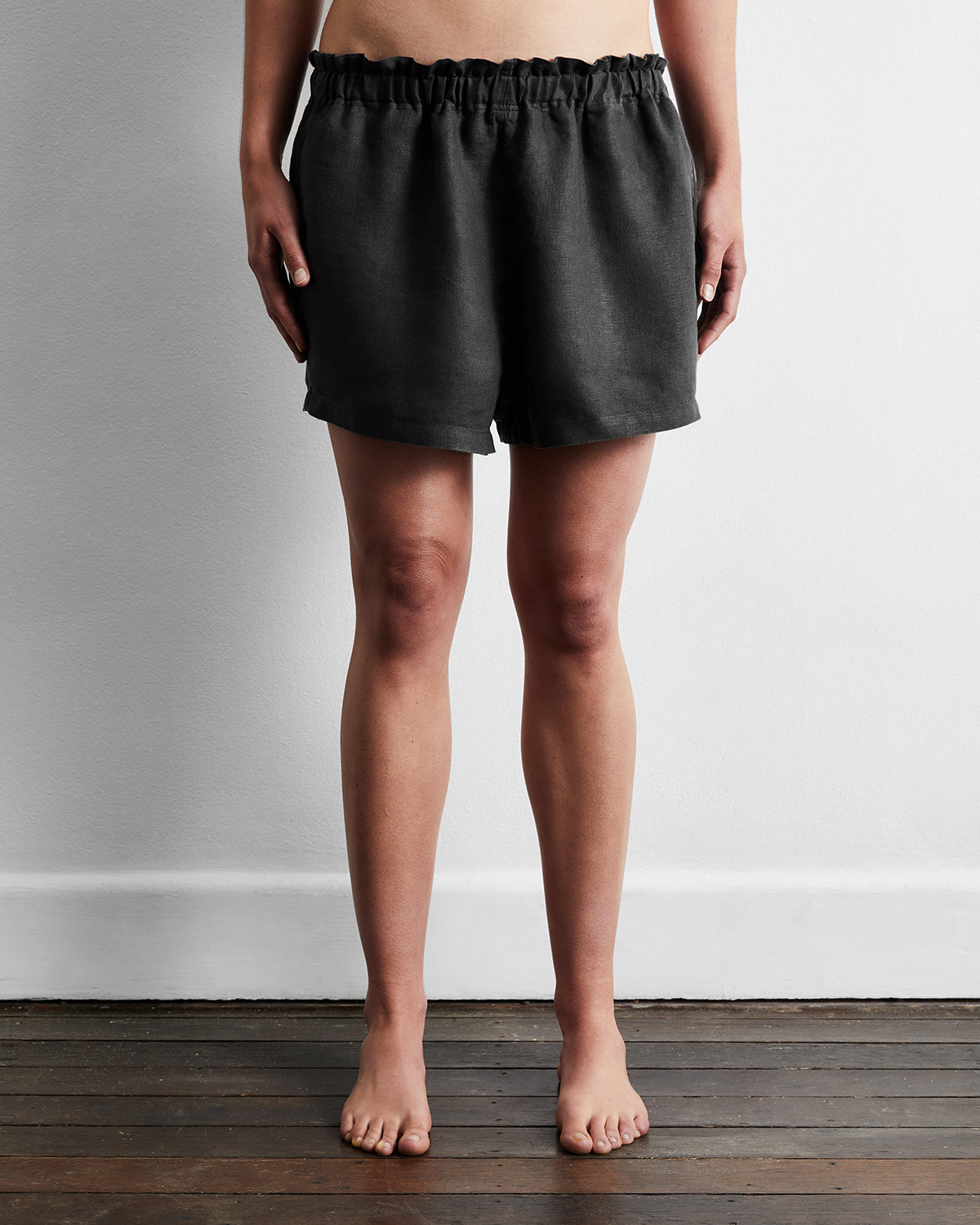 Charcoal 100% French Flax Linen Shorts – Bed Threads