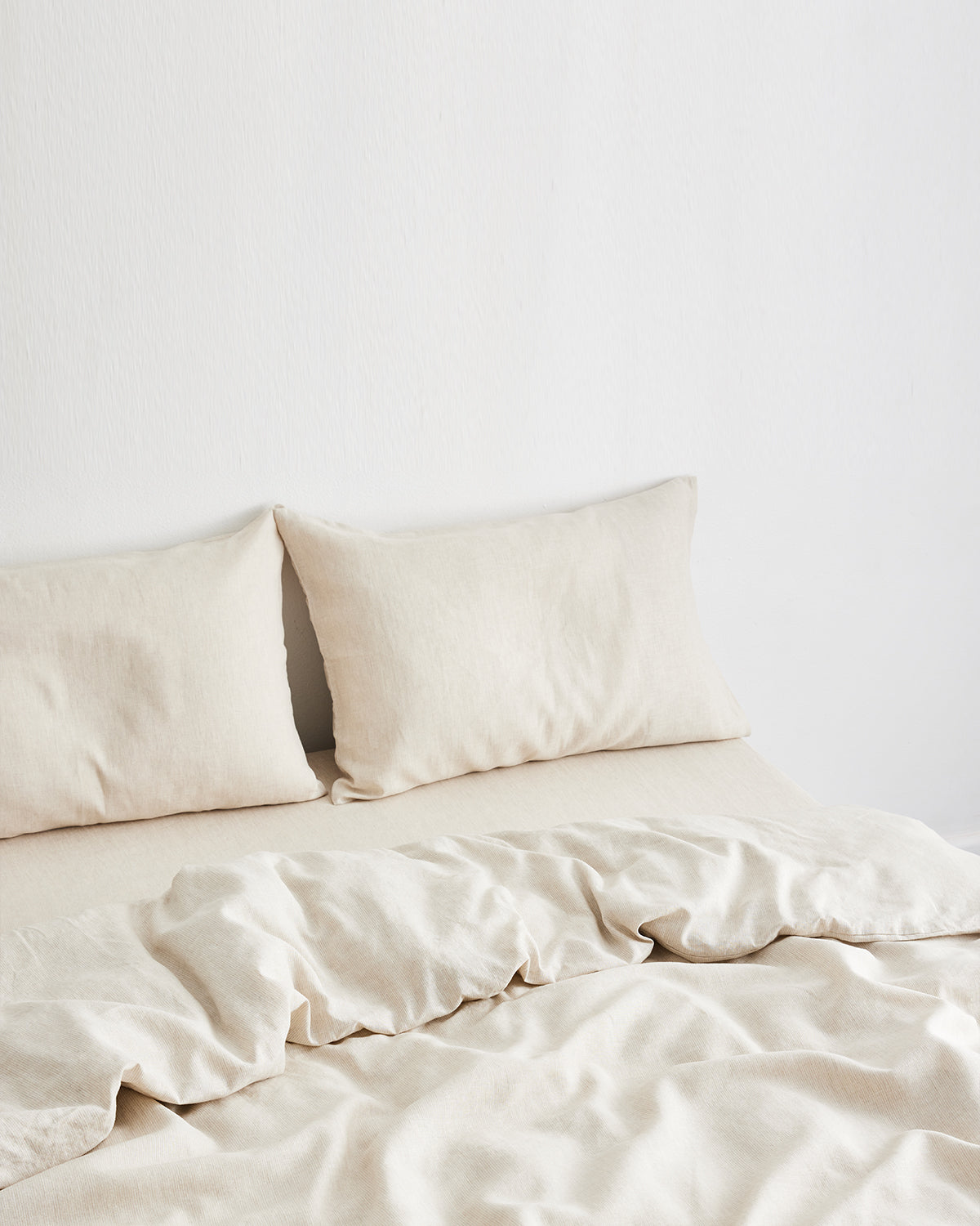 Oatmeal & White Stripe 100% French Flax Linen Bedding Set – Bed Threads
