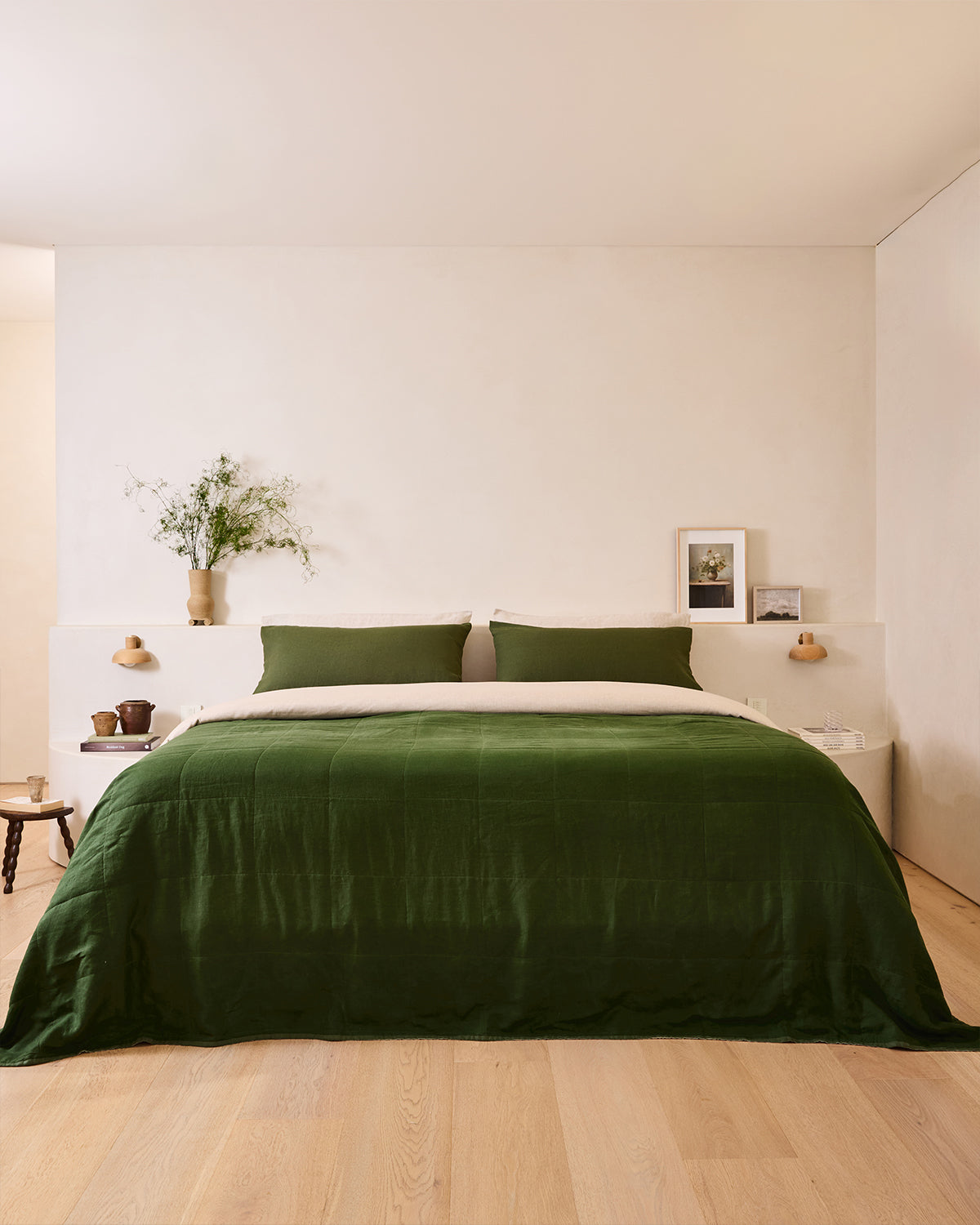 Olive & Oatmeal 100% French Flax Linen Quilt Bedding Bundle – Bed Threads