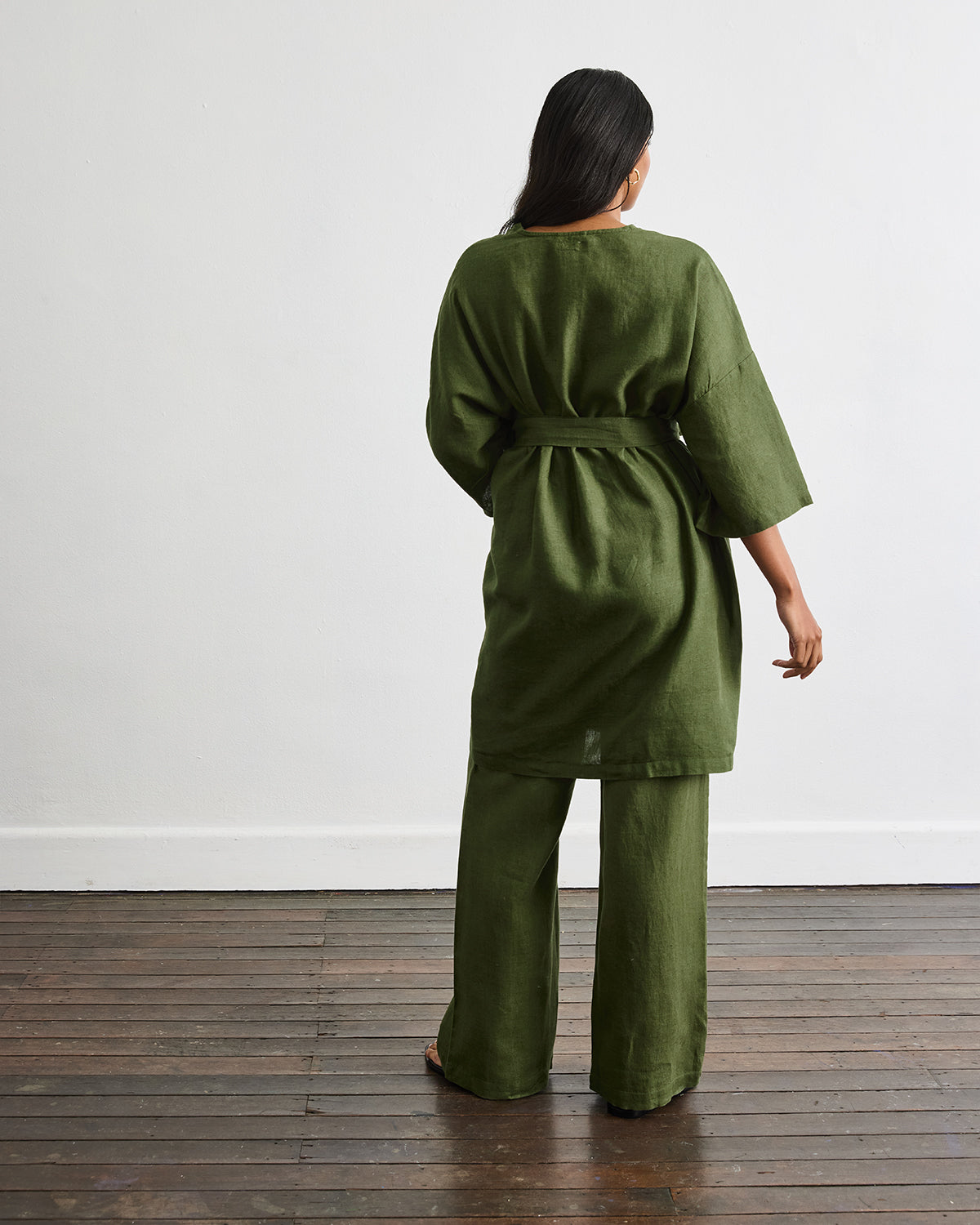 Cabana Short Robe in Olive – Bed Threads