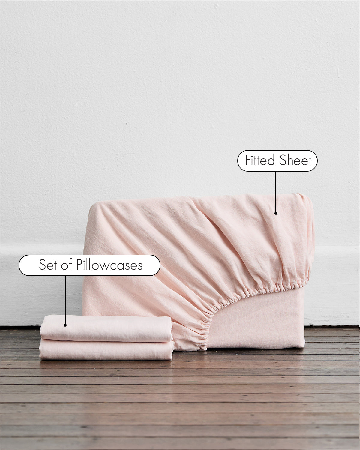100% French Flax Linen Fitted Sheet Set - Rosewater | Bed Threads