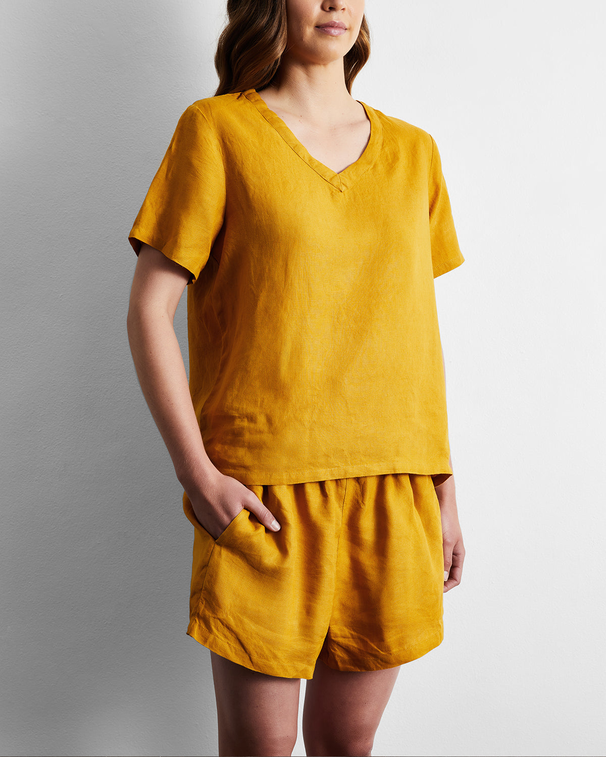 Turmeric 100% French Flax Linen T-Shirt – Bed Threads